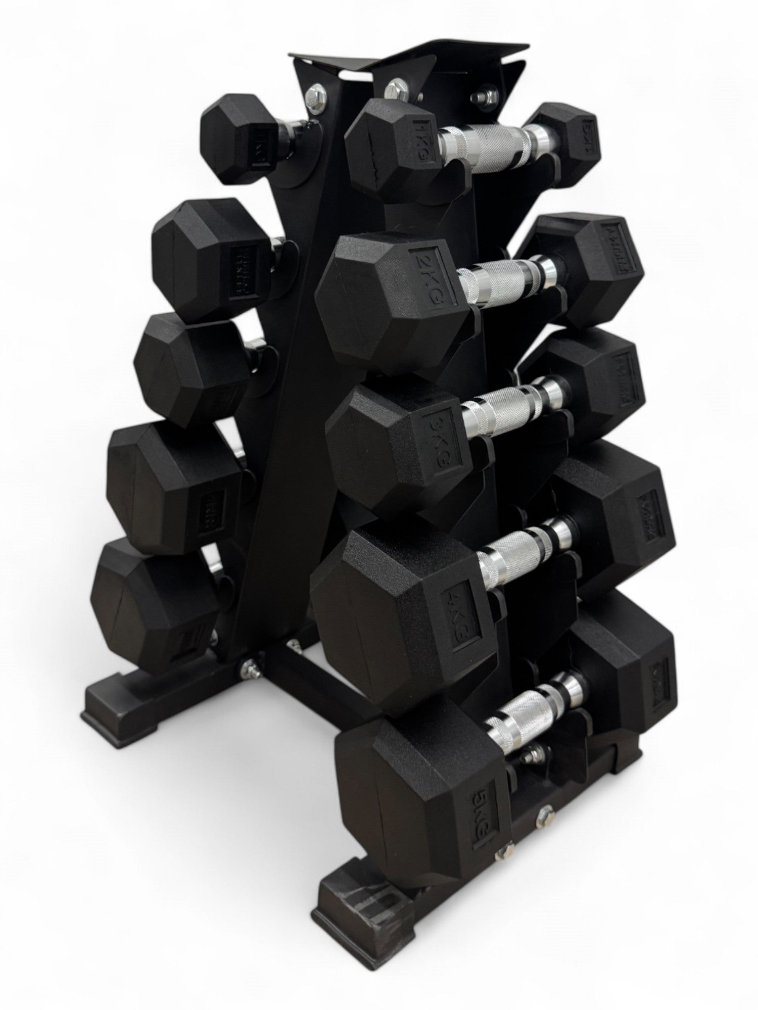 1–5kg Hex Dumbbell Set 5 Pairs with Mini Vertical Rack Stand Home Gym ...